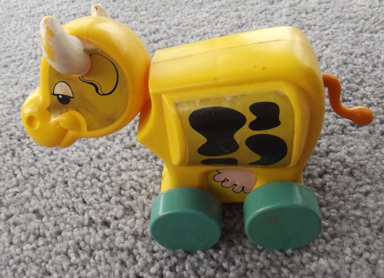 Vintage Rare 1981 Enco Yellow Cow Toy - D & J's Antiques and Things